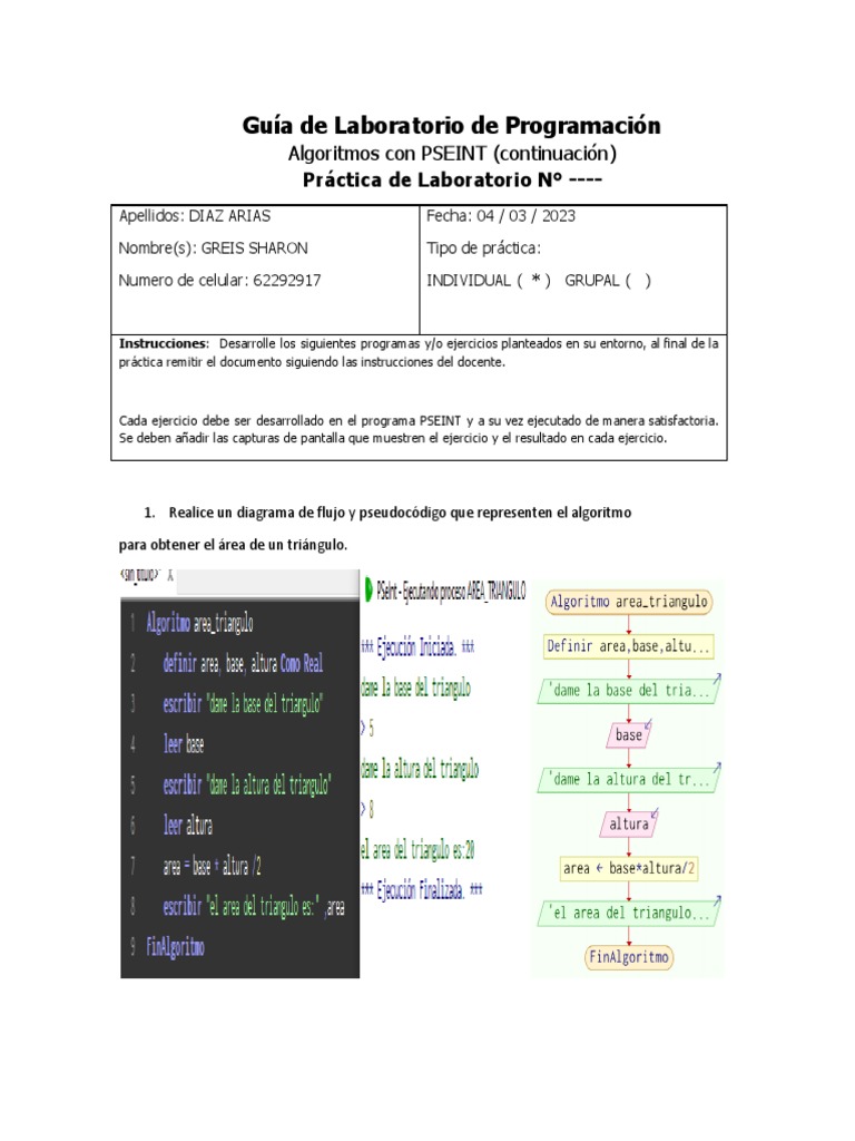 Guía de Laboratorio de Programación: Algoritmos Con PSEINT (Continuación) | PDF | Algoritmos ...