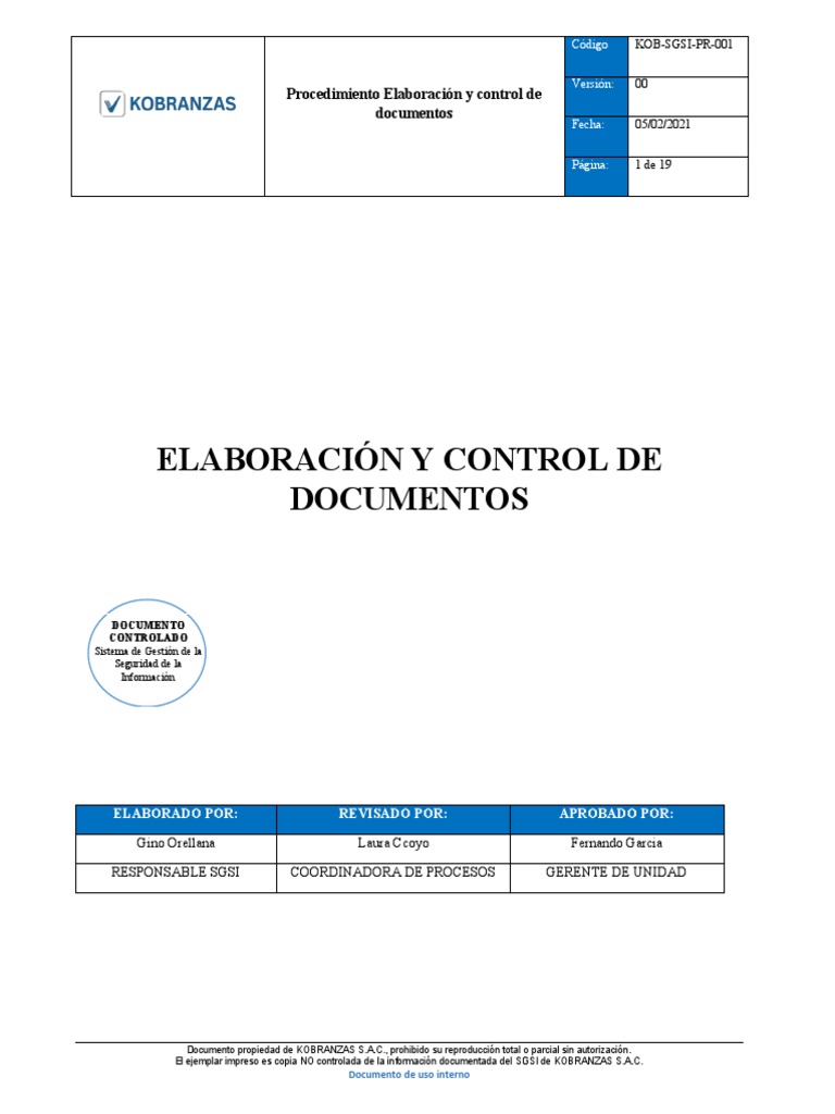 Procedimiento Elaboración y Control de Documentos | PDF | La seguridad informática | Seguridad