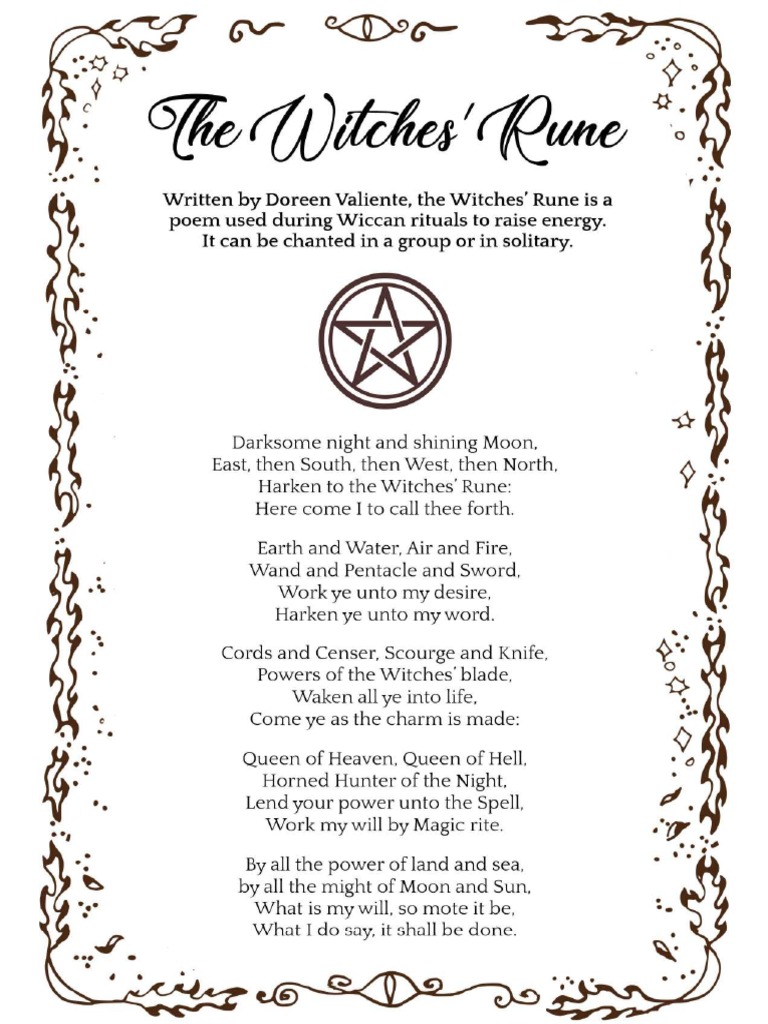 The Witches Rune Wiccan Poem Spells8 | PDF