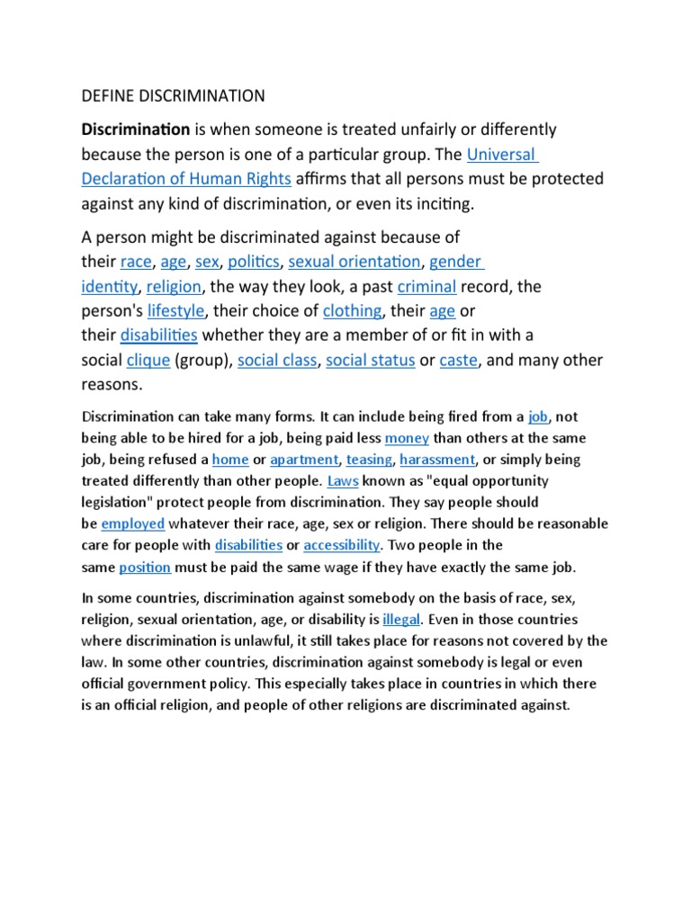 Define Discrimination | PDF | Violence | Discrimination