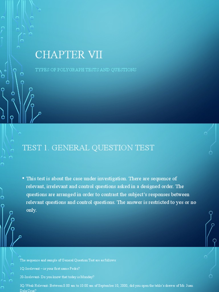 Types of Polygraph Tests and Questions | PDF | Polygraph | Cognition