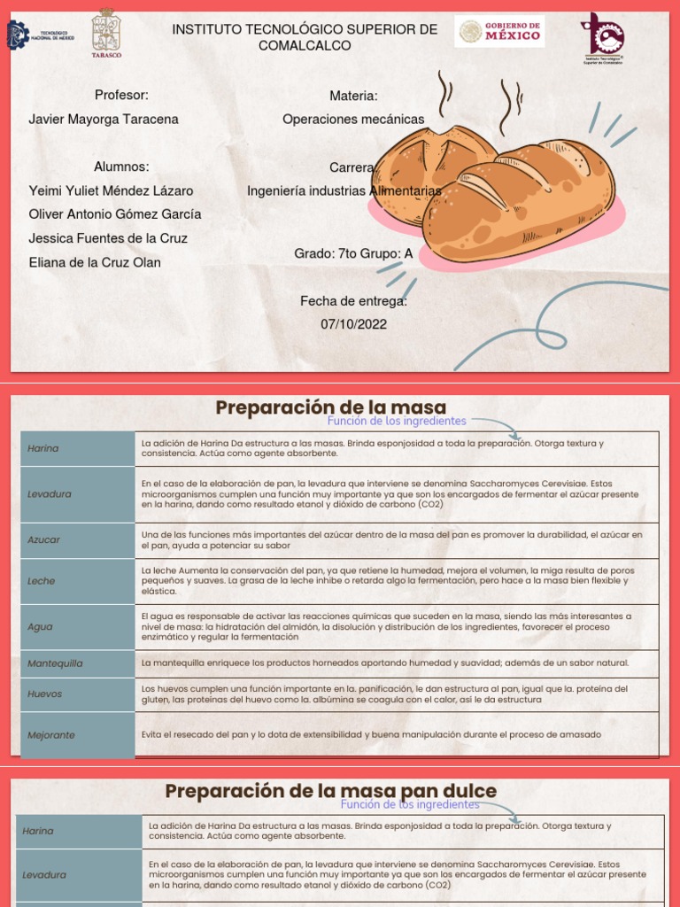 Procesos de Elaboracion de Pan Dulce y Salado | PDF | Panes | Levadura