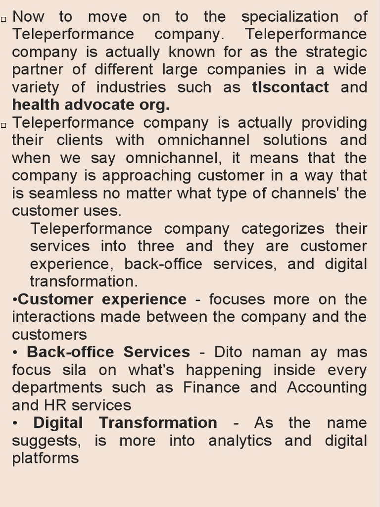 Teleperformance Specialization | PDF