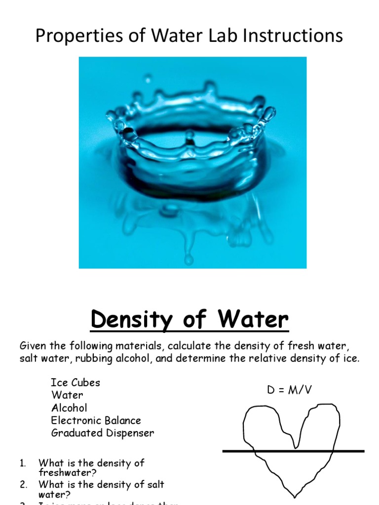 Properties of Water Lab Instructions | PDF | Cooking, Food & Wine