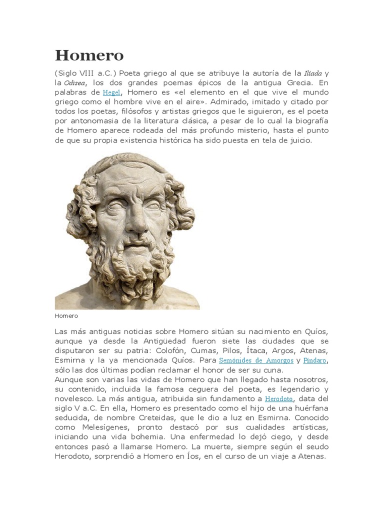 Biografia de Homero | PDF | Homero | Héctor