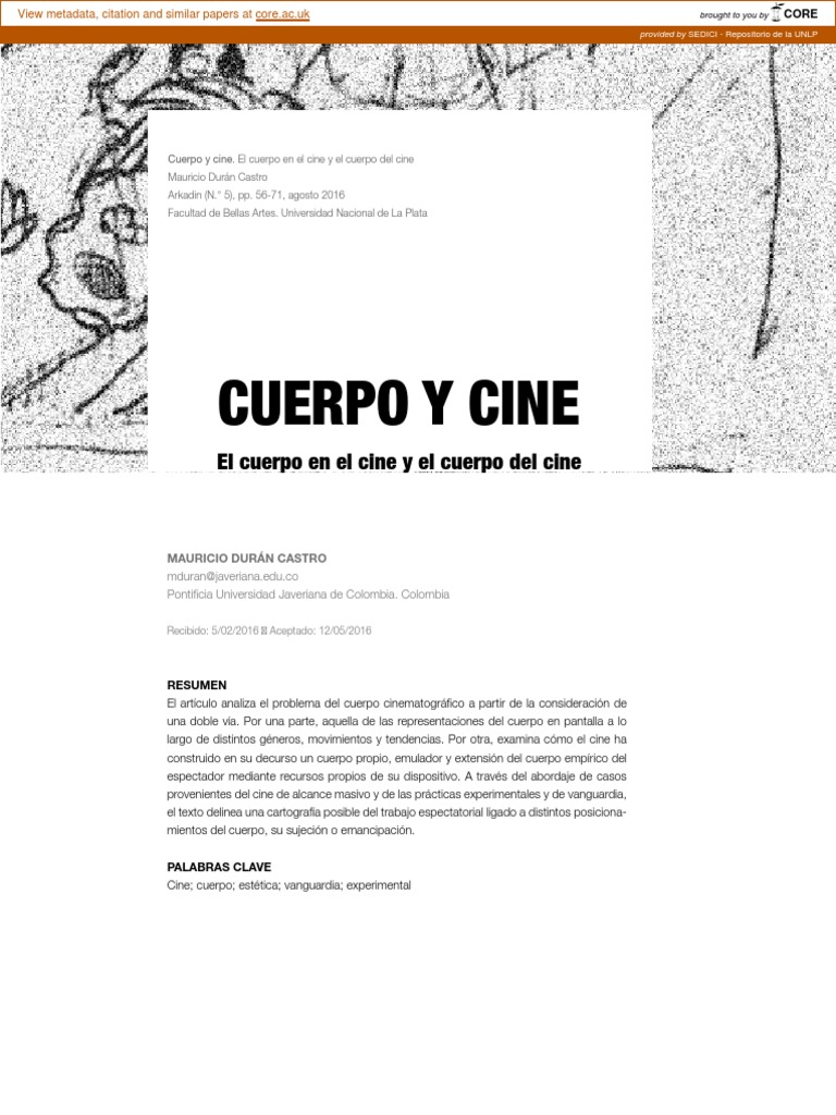 El Cuerpo en El Cine y El Cuerpo Del Cine | PDF | Mente | Cerebro