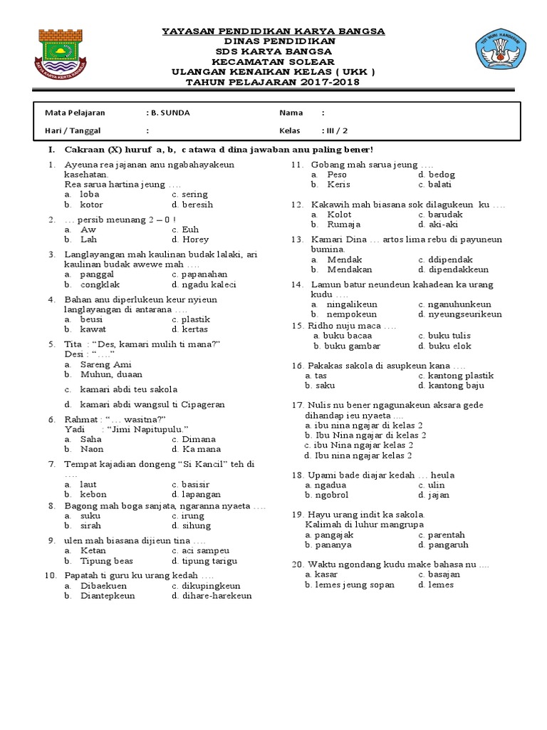 Soal B. Sunda | PDF