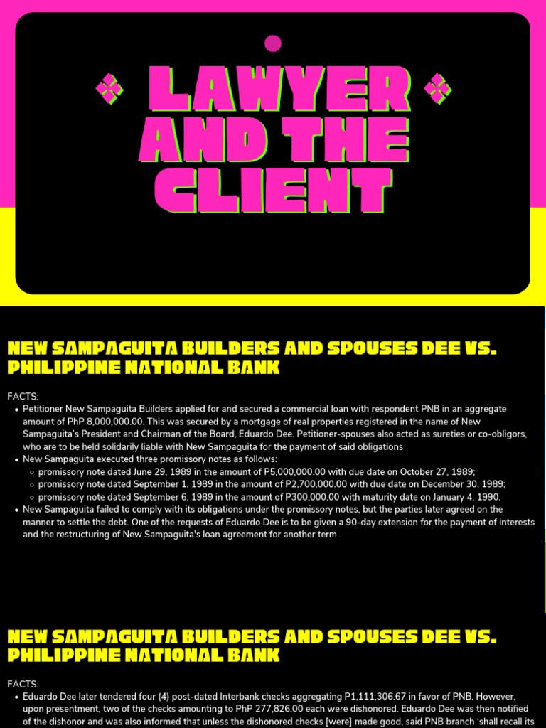 Case Summaries (Lawyer and The Client) | PDF | Foreclosure | Lawyer