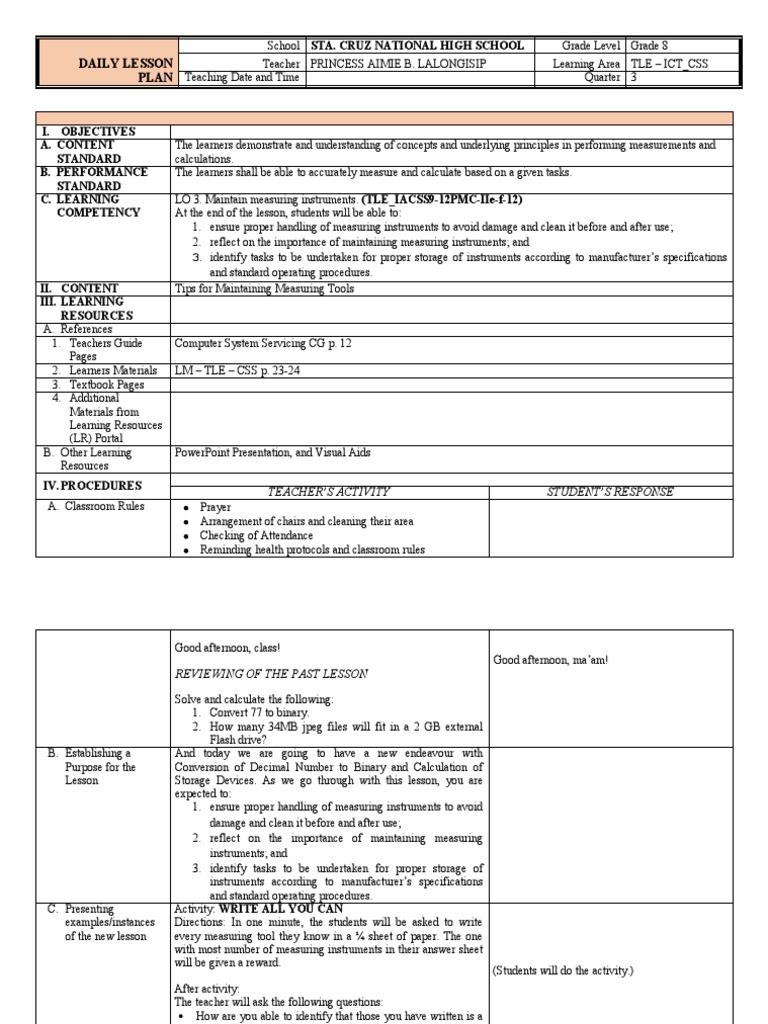 Tips for Maintaining Measuring Instruments | PDF | Learning | Teachers