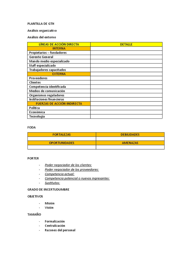 Plantilla de GTH | PDF