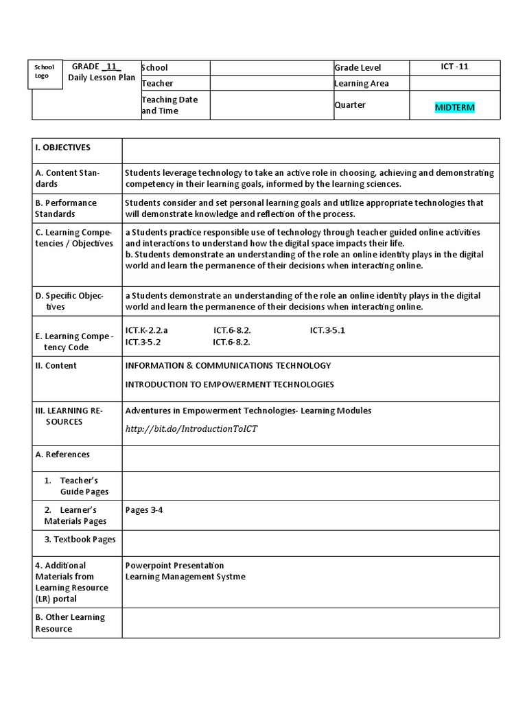 Detailed Lesson Plan Template | PDF | Educational Technology | Communication