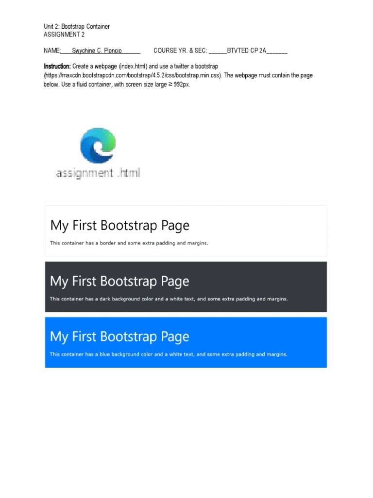 Activity 2 Bootstrap Container Pdf