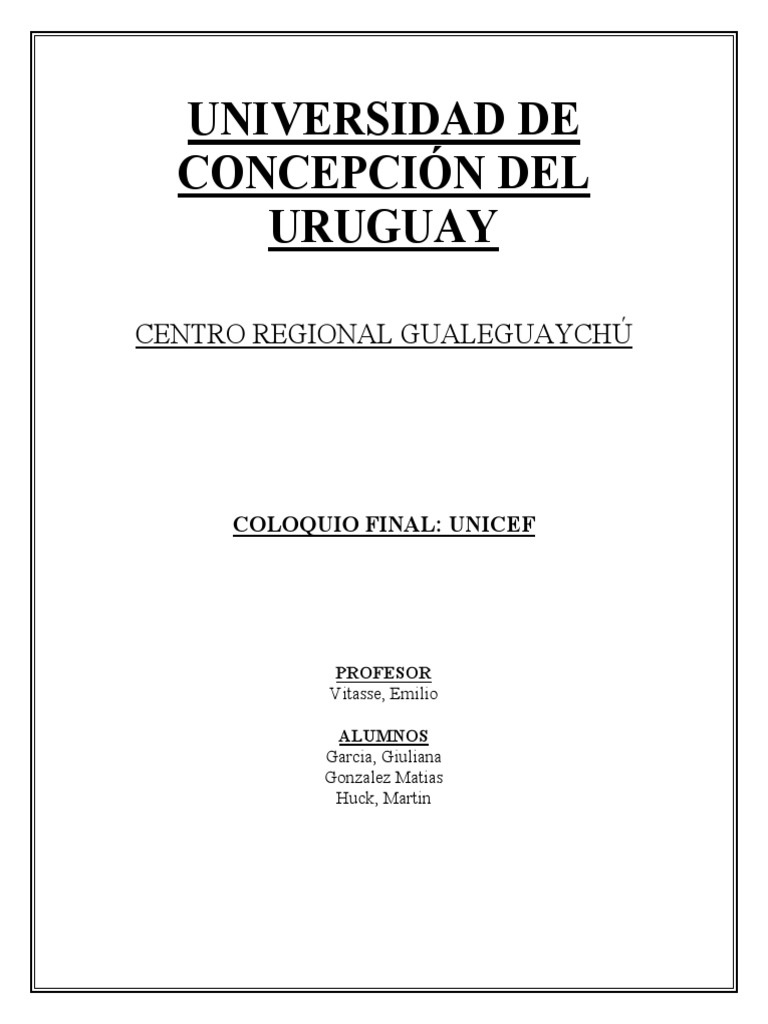Coloquio Final Administracion | PDF | Unicef | Derechos de los niños