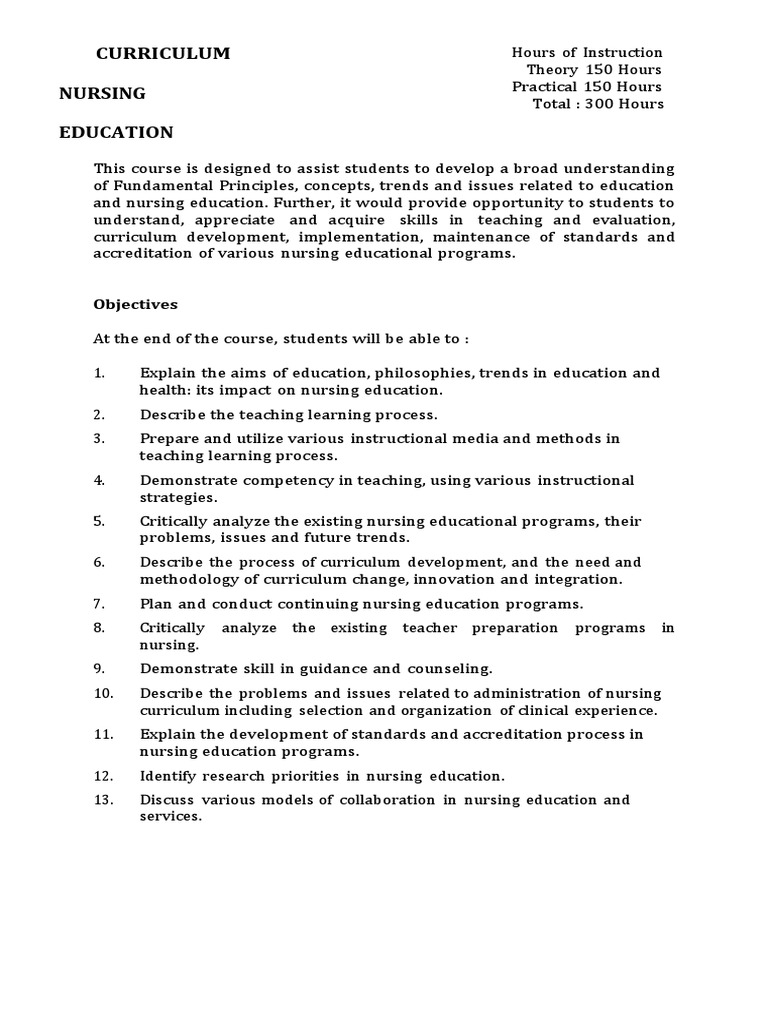 Nursing Education Curriculum Overview | PDF | Educational Assessment ...