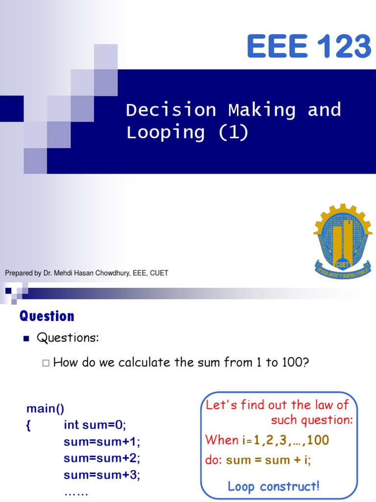 Presentation On C Programming Decision Making And Looping Pdf Control Flow Computer Science 2807