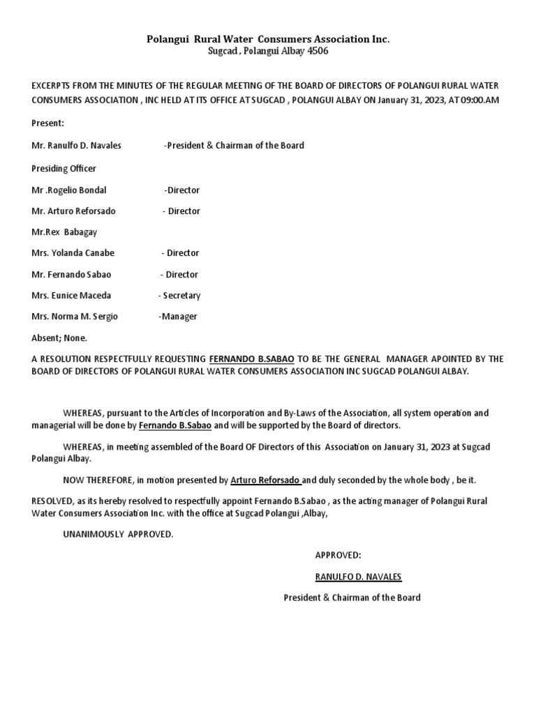 Board Resulution | PDF