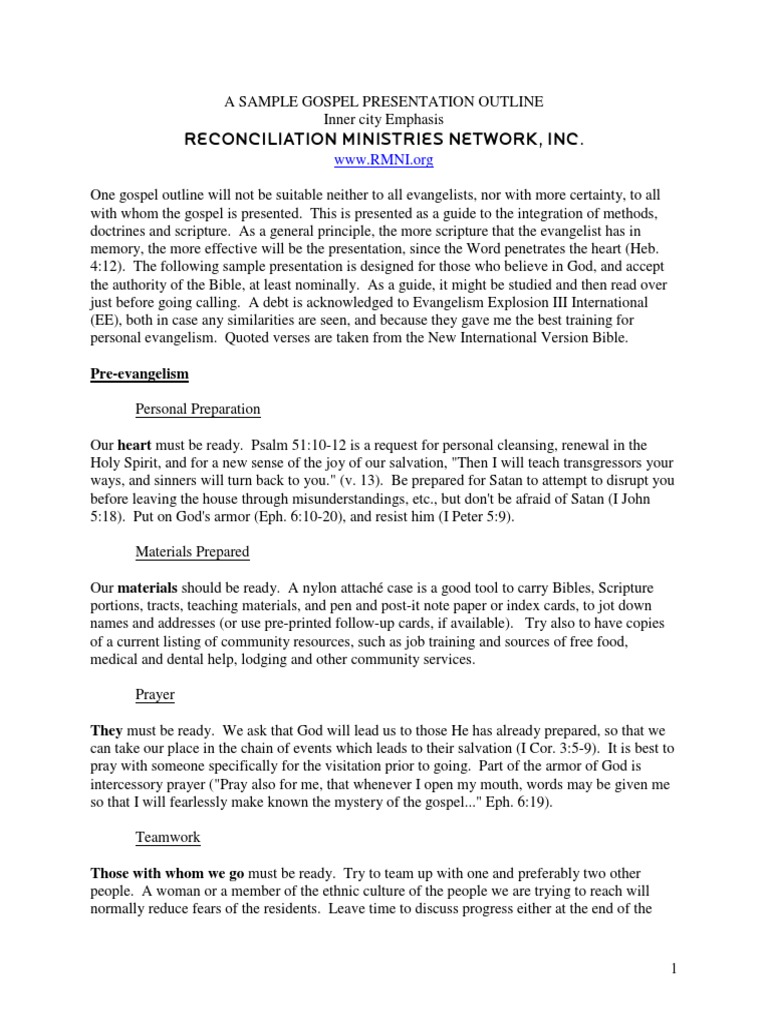 A Sample Gospel Presentation Outline | PDF | Jesus | Sin
