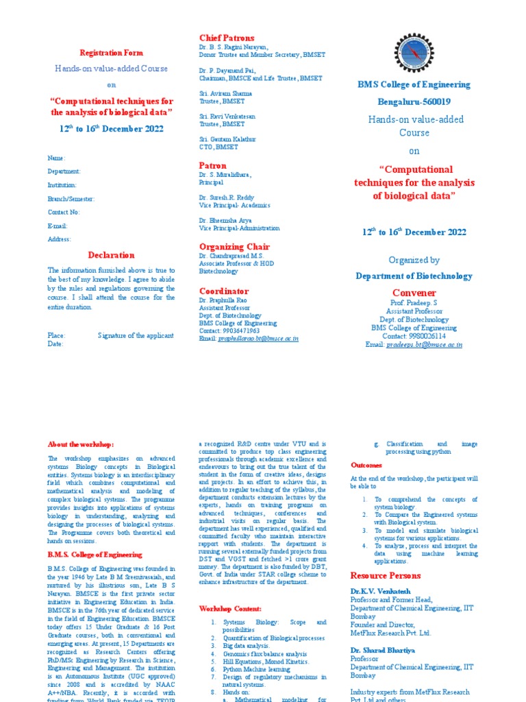 Registration Form | PDF | Engineering | Systems Biology