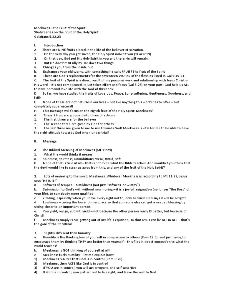 Meekness - The Fruit of The Spirit | PDF | Fruit Of The Holy Spirit ...