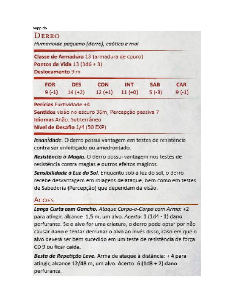 FICHA DE COMPANHEIROS NPCs | PDF