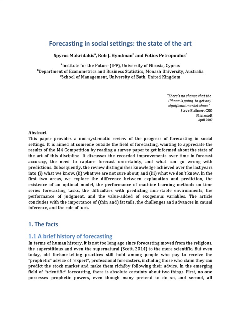 Forecasting State Of The Art Pdf Forecasting Prediction