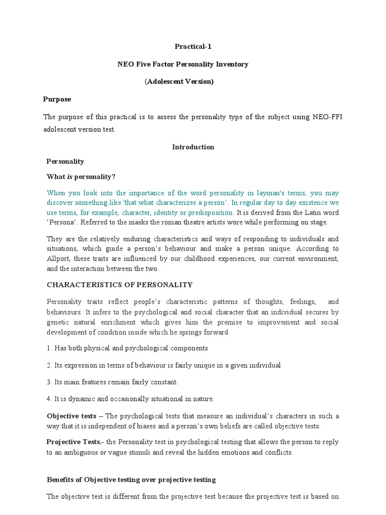 Neo Ffi 19214027 | PDF | Extraversion And Introversion | Social Psychology