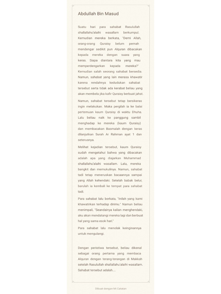 Kisah Abdullah Bin Masud | PDF