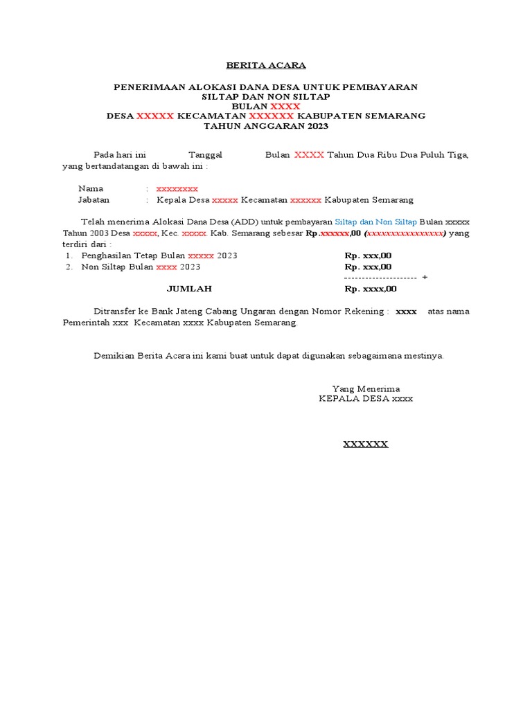 Format Ba Penerimaan Add 2023 Pdf