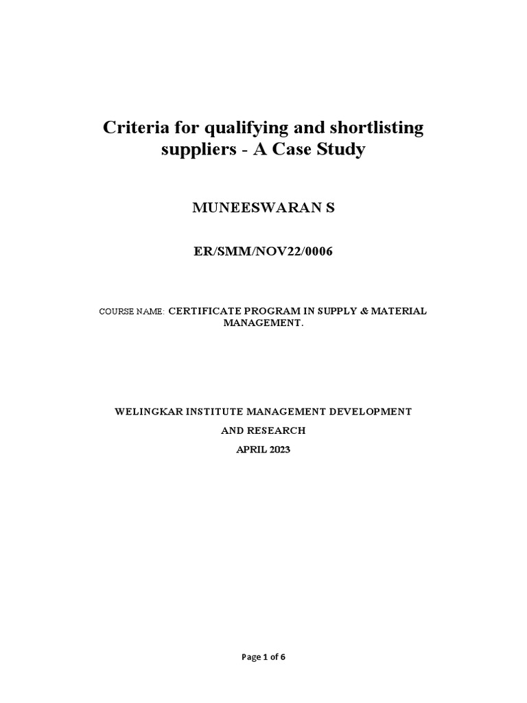Muneeswaran Project 2 Pdf Supply Chain Evaluation 