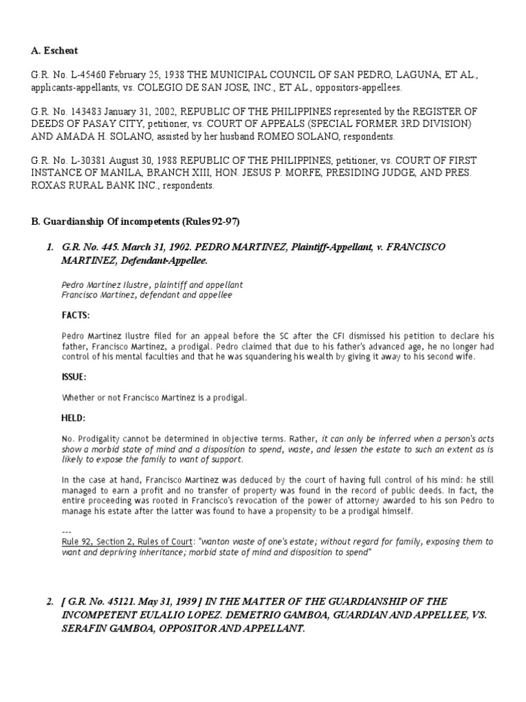 Spec Pro Finals Cases | PDF | Legal Guardian | Justice