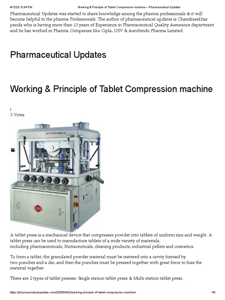 Working & Principle of Tablet Compression Machine - Pharmaceutical ...