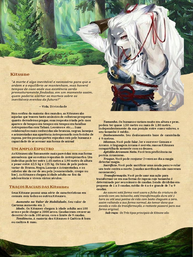 Raça Kitsune 5e - Homebrew | PDF | Raposa