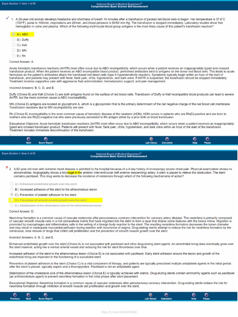Nbme 31 Block 1-4 (Answers) | PDF