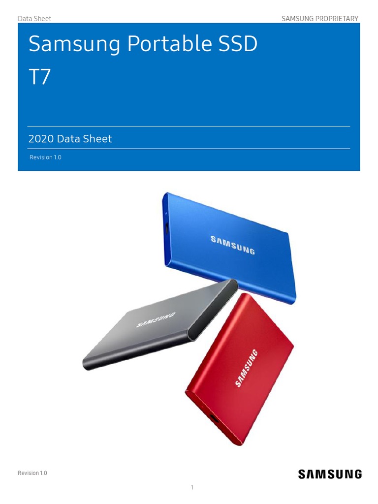 Samsung Portable SSD T7 Data Sheet Rev.1.0 | PDF | Solid State Drive ...