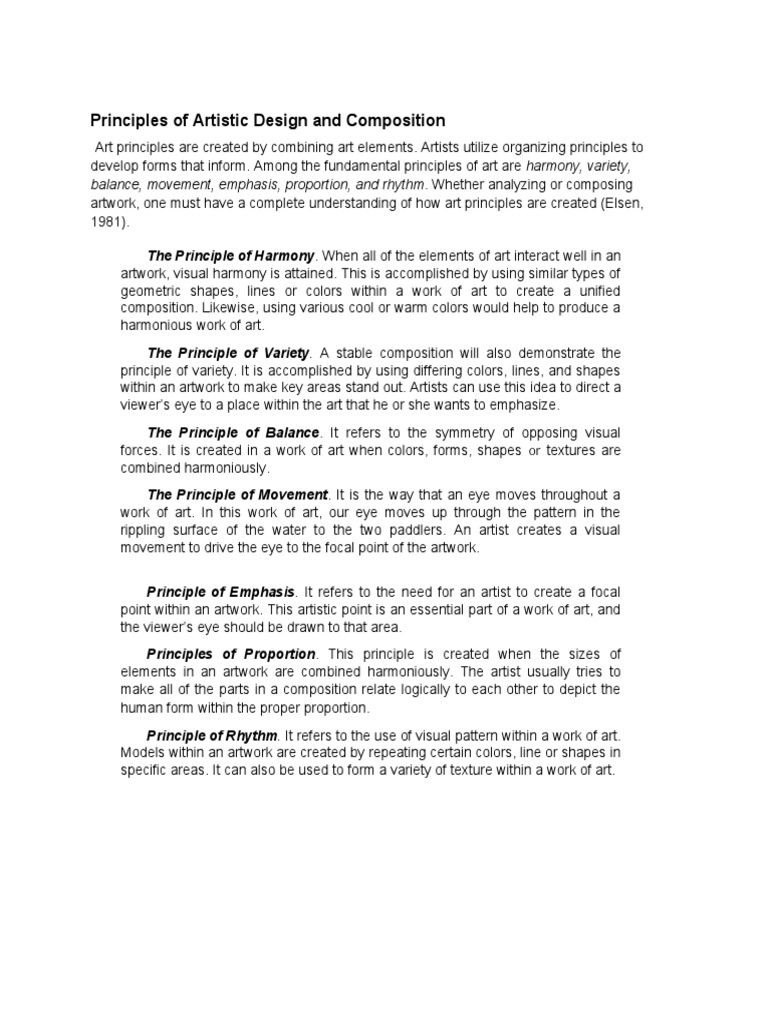 Principles of Artistic Design Explained | PDF | Art