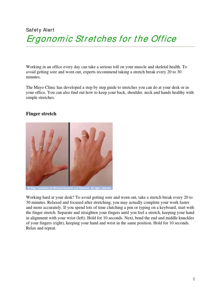 Ergonomic Stretches For The Office | PDF | Hand | Shoulder