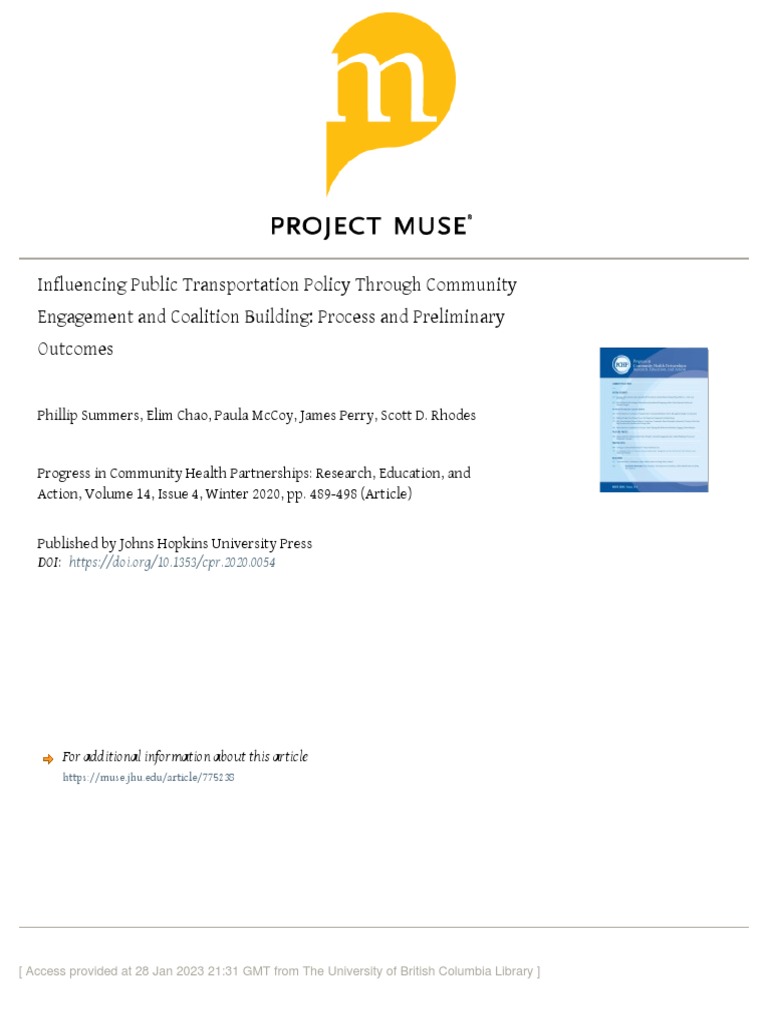 Influencing Public Transportation Policy Through Community Engagement ...