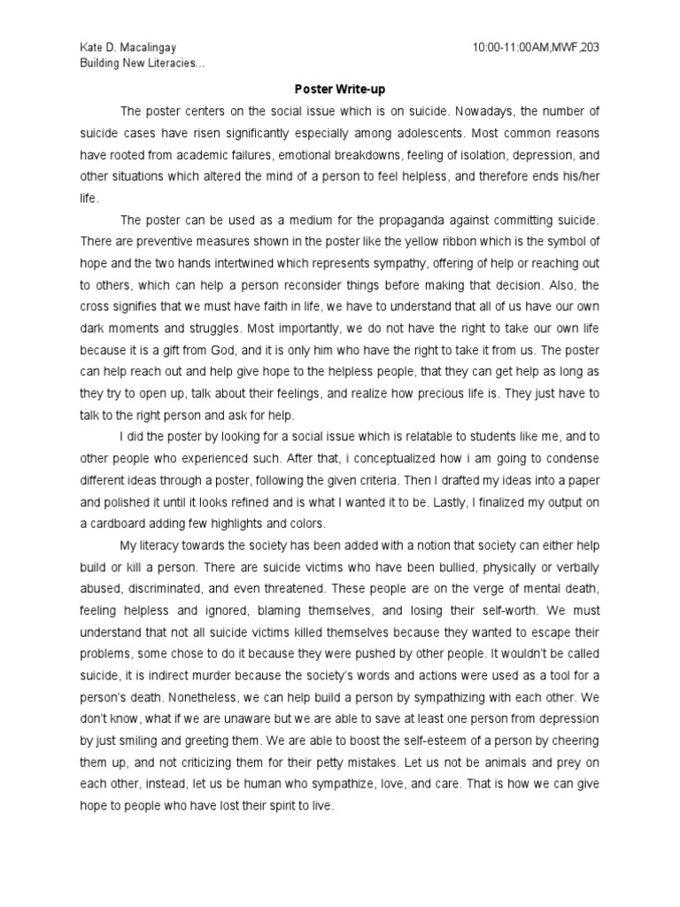 Poster Write-Up | PDF | Self Esteem | Bullying