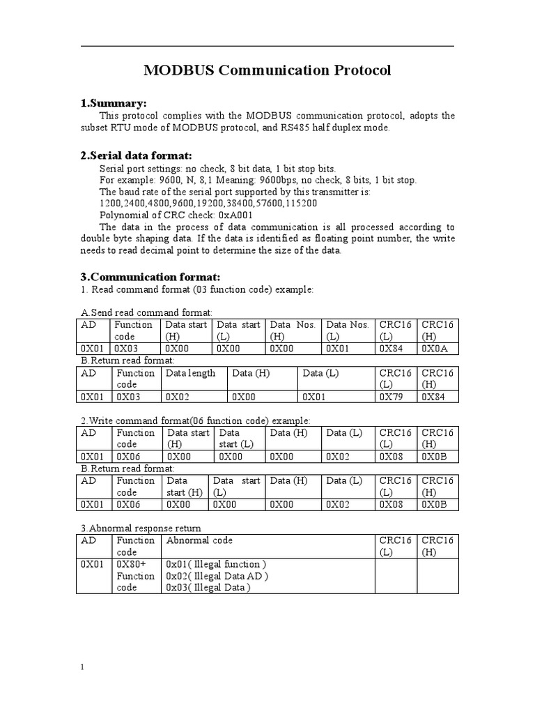 Modbus communication protocol | PDF | Calibration | Computer Science