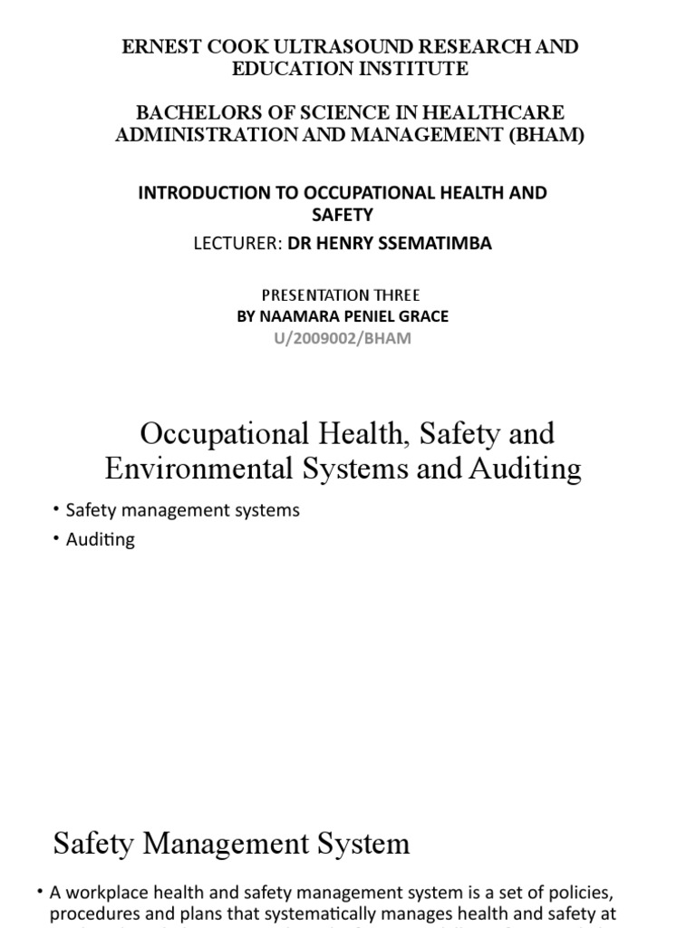 Presentation 3 - Occupational Health, Safety and Environmental Systems and Auditing | PDF ...