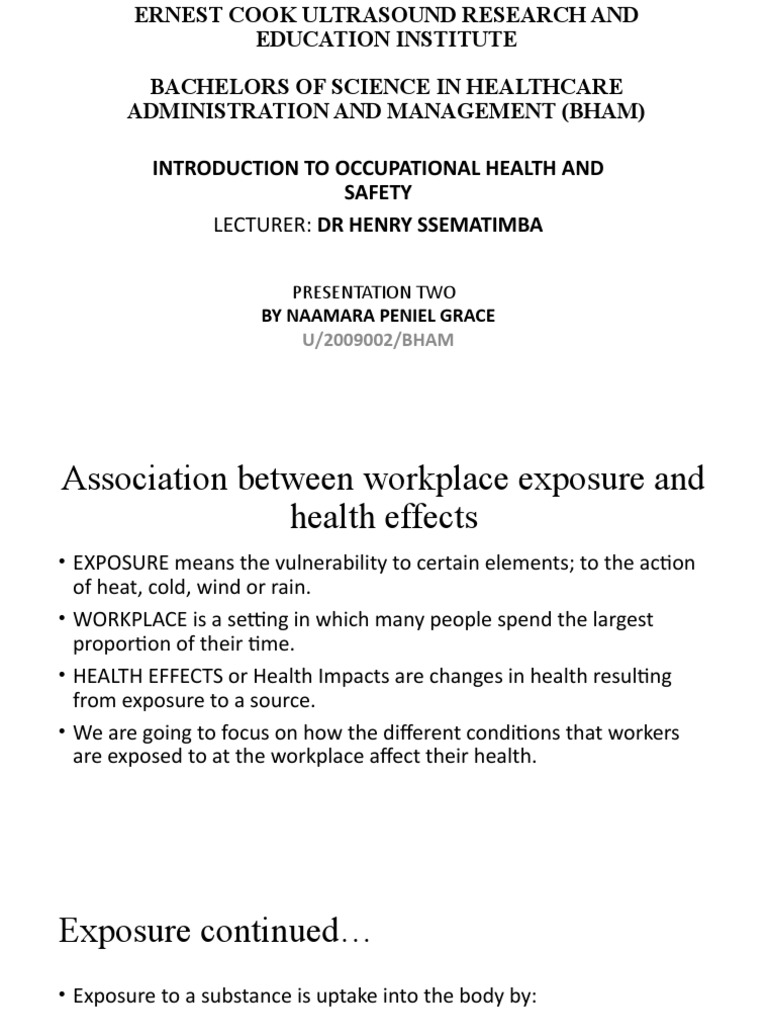 Understanding Occupational Exposure Risks | PDF | Occupational Safety ...