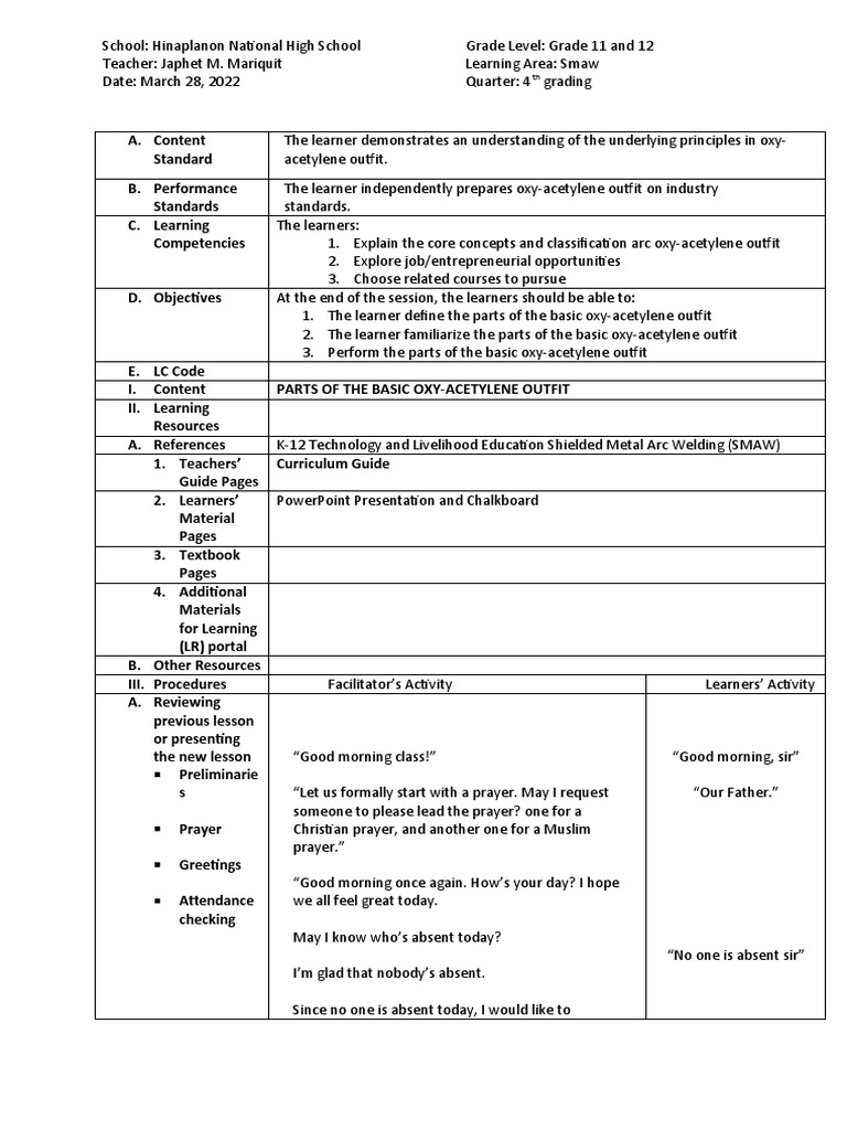 DLP-18 Oxy-Acetylene Outfit | PDF | Learning | Behavior Modification