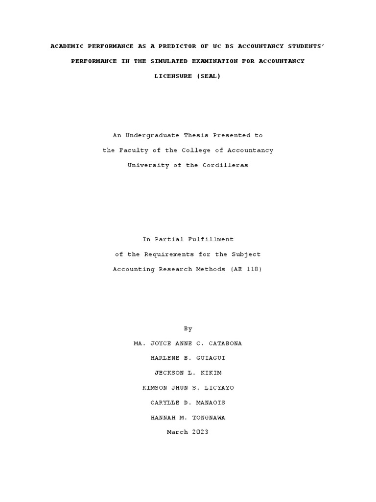 Group 3 Final Research Proposal Ae118 | PDF | Accounting | Audit