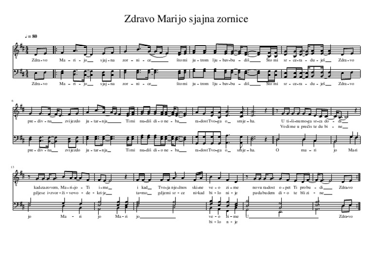 Zdravo Marijo Sjajna Zornice | PDF