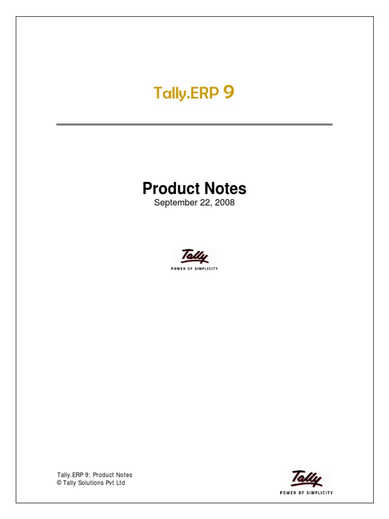 Tally - ERP 9 - Product Notes | PDF | Enterprise Resource Planning ...