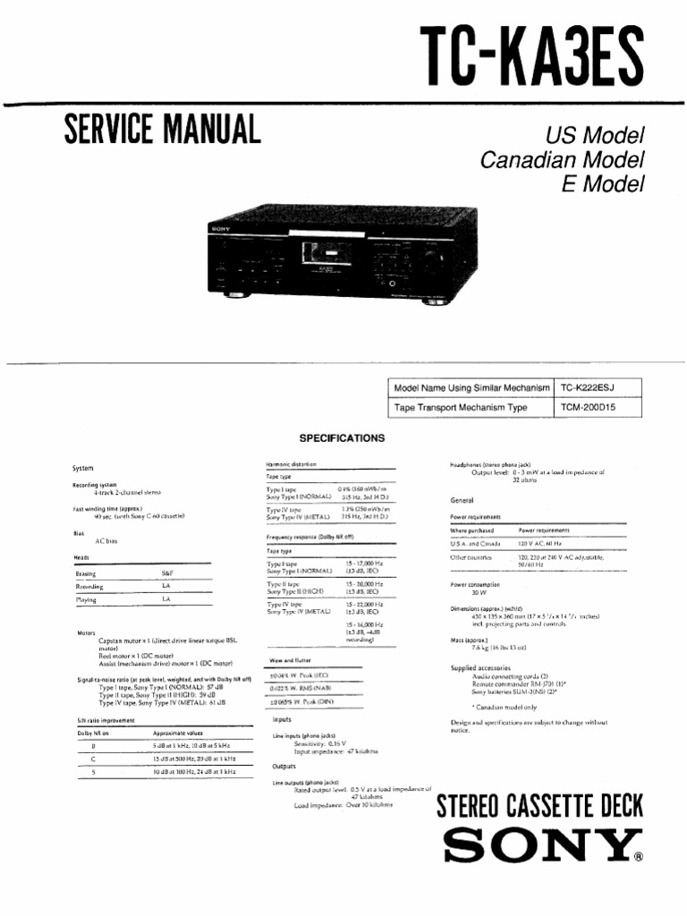 SONY Tc-Ka3es | PDF