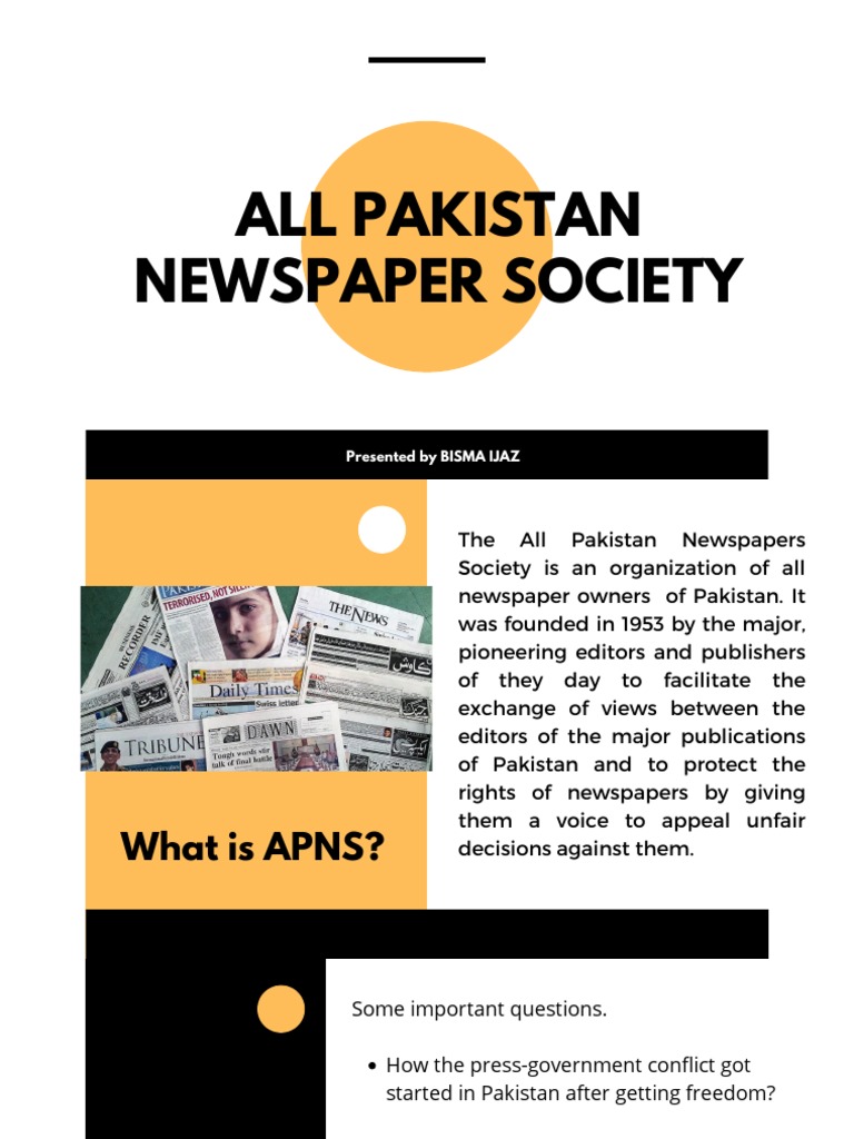All Pakistan Newspaper Society: Presented by BISMA IJAZ | PDF | Justice ...