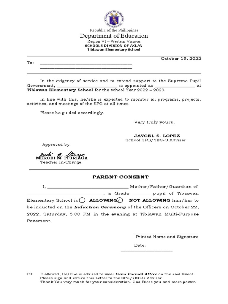 Parent Consent To SPG | PDF | Social Institutions