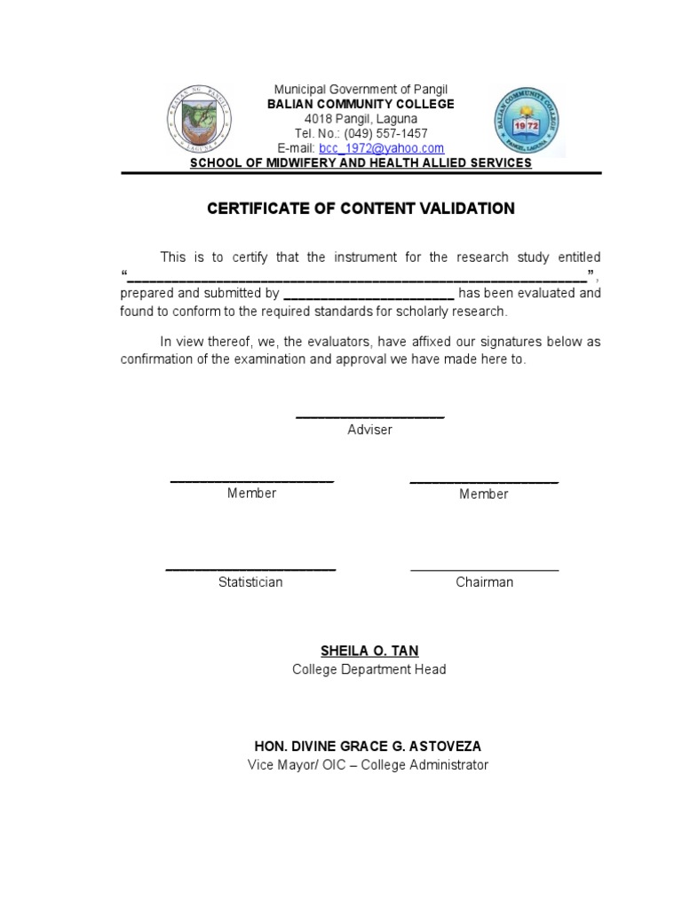 Certificate of Content Validation | PDF