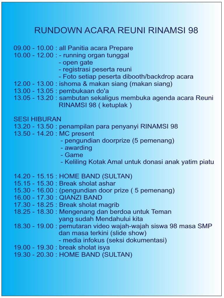 RunDown Acara Reuni | PDF